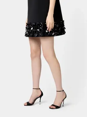 ROGER VIVIER Embellished Satin High Heel Sandals - Black