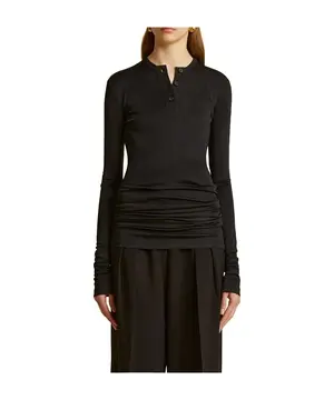 Khaite Long-sleeved Button T-shirt