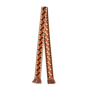 Valentino Garavani Logo Embroidered Fringed Edge Scarf - Brown