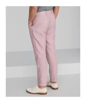 Brunello Cucinelli Pinstripe Tapered Linen Chinos