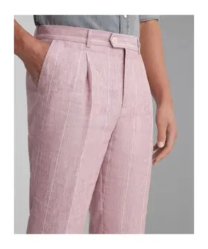 Brunello Cucinelli Pinstripe Tapered Linen Chinos