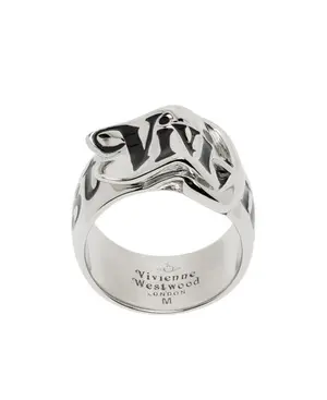 VIVIENNE WESTWOOD Silver Tone Logo Ring - White