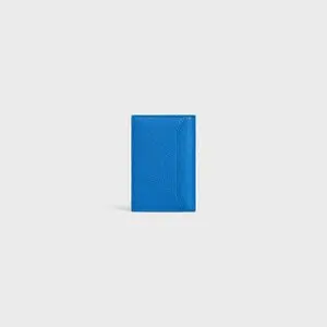Celine Vertical Card Holder In Grained Calfskin