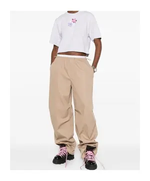Off-White Cropped T-shirt With Floral Print - White
