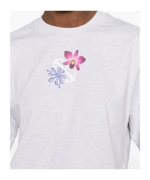 Off-White Cropped T-shirt With Floral Print - White