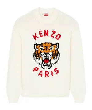 Kenzo Lucky Tiger Knitted Jumper - White