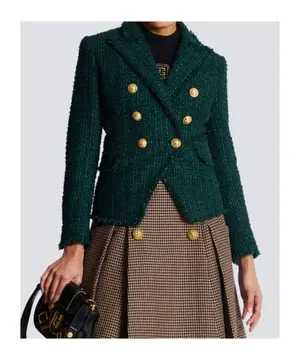 Balmain Double Breasted Tailored Tweed Jacket