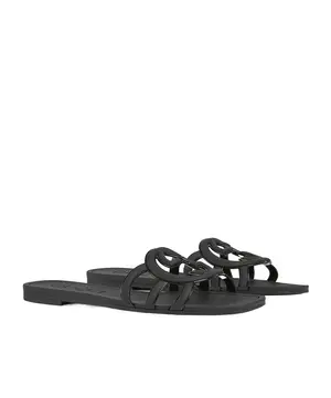 Gucci Lido Incroco Gg Flat Sandals - Black