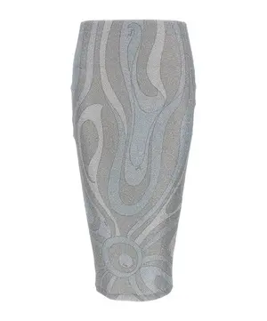 Emilio Pucci Marmo-print Midi Skirt - Gray