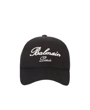 Balmain Logo Signature Baseball Cap - Black