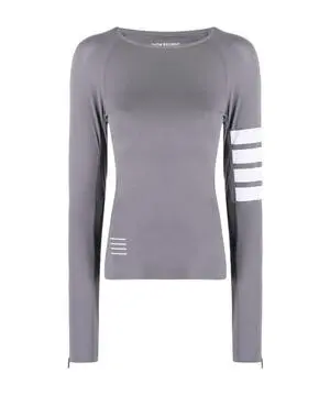 Thom Browne 4-bar Compression Long Sleeve Top - Medium Gray