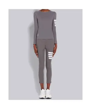 Thom Browne 4-bar Compression Long Sleeve Top - Medium Gray