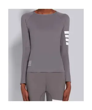 Thom Browne 4-bar Compression Long Sleeve Top - Medium Gray