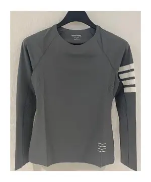 Thom Browne 4-bar Compression Long Sleeve Top - Medium Gray