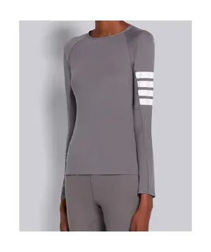 Thom Browne 4-bar Compression Long Sleeve Top - Medium Gray