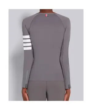 Thom Browne 4-bar Compression Long Sleeve Top - Medium Gray