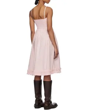 GANNI Strappy Midi Dress With Bow Details And Flounce Hem