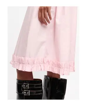 GANNI Strappy Midi Dress With Bow Details And Flounce Hem