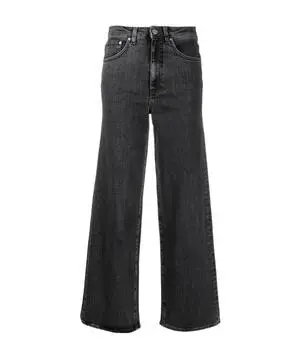 TOTEME Cropped Wide Leg Jeans - Black