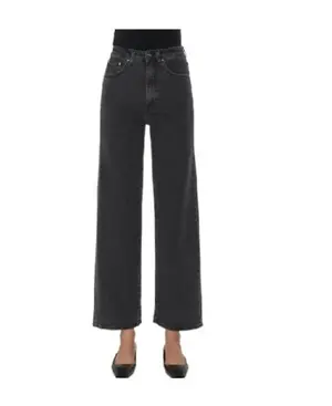 TOTEME Cropped Wide Leg Jeans - Black