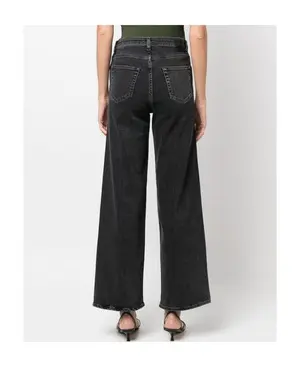 TOTEME Cropped Wide Leg Jeans - Black