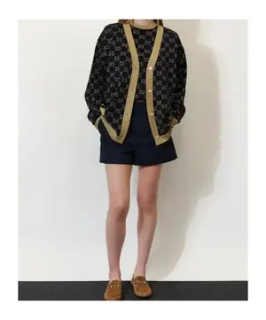 Gucci V-neck Button-up Cardigan With Gg Monogram