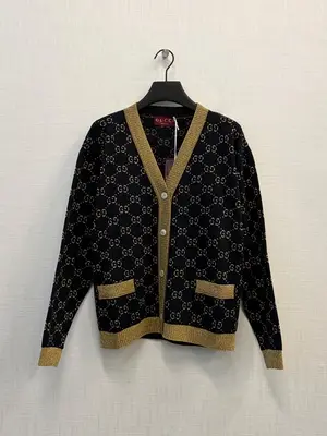 Gucci V-neck Button-up Cardigan With Gg Monogram
