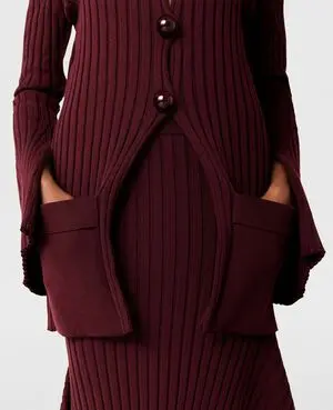 Stella McCartney Ribbed Knit Buttoned Cardigan - Bordeaux