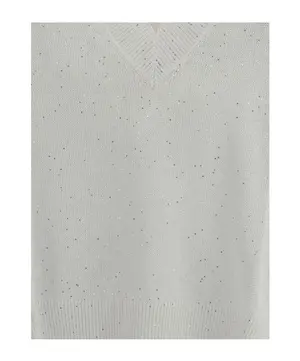 Brunello Cucinelli V-neck Knitted Jumper With Ribbed Details - No