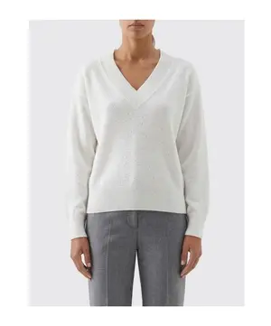 Brunello Cucinelli V-neck Knitted Jumper With Ribbed Details - No