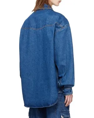 Palm Angels Logo-embroidered Drop Shoulder Denim Shirt