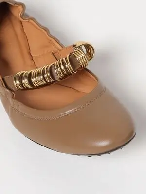 TOD'S Embellished Ballerina Flats - Beige