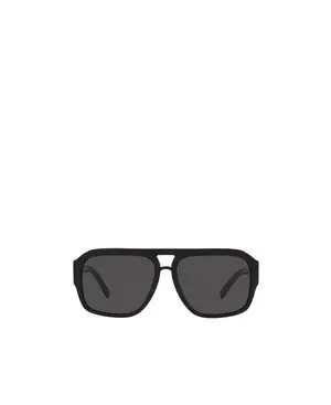 Dolce & Gabbana Logo Plaque Square Frame Sunglasses - Black