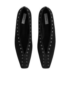 TOTEME Lace-up Eyelet Ballerina Flats