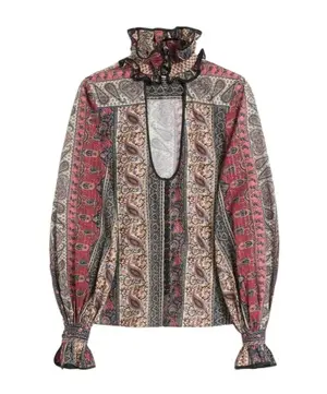 Valentino Garavani Voyage Imaginaire Printed Ruffled Lamé Muslin Shirt