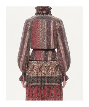 Valentino Garavani Voyage Imaginaire Printed Ruffled Lamé Muslin Shirt