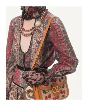 Valentino Garavani Voyage Imaginaire Printed Ruffled Lamé Muslin Shirt