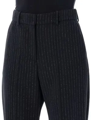 Balmain High Waisted Lurex Striped Wide Leg Trousers