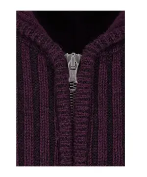 Our Legacy Ribbed Hooded Knit Cardigan - Night Violet