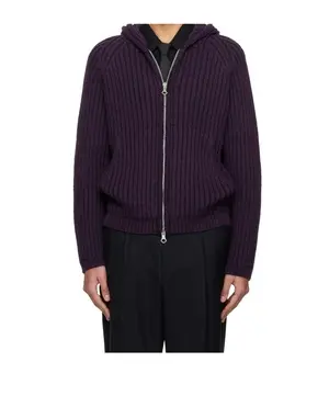 Our Legacy Ribbed Hooded Knit Cardigan - Night Violet