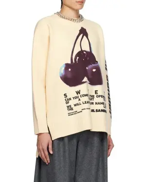 JIL SANDER Cherry Printed Woolen Jumper