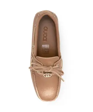 Gucci Washed Effect Leather Boat Shoes - Brown