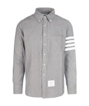 Thom Browne 4-bar Denim Shirt - Medium Gray