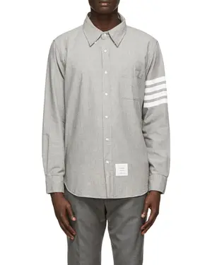 Thom Browne 4-bar Denim Shirt - Medium Gray