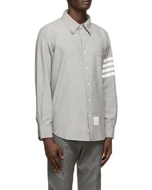 Thom Browne 4-bar Denim Shirt - Medium Gray