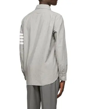 Thom Browne 4-bar Denim Shirt - Medium Gray