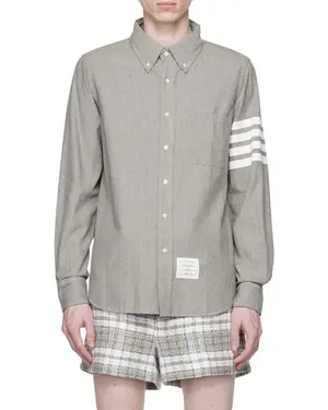 Thom Browne 4-bar Denim Shirt - Medium Gray