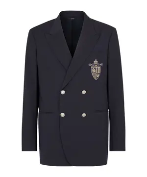 Fendi Double-breasted Embroidered Crest Jacket