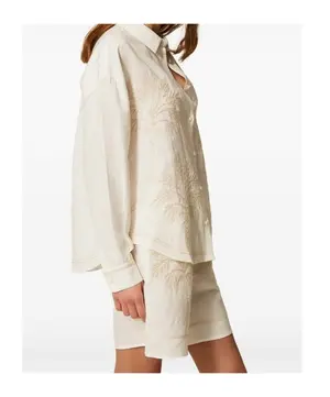 TWINSET Long Sleeve Embroidered Shirt - No