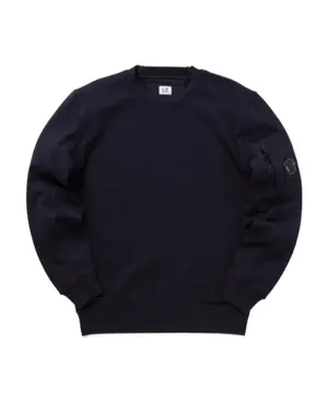 C.P. COMPANY Crewneck Long Sleeve Sweatshirt With Rib Trim - Black